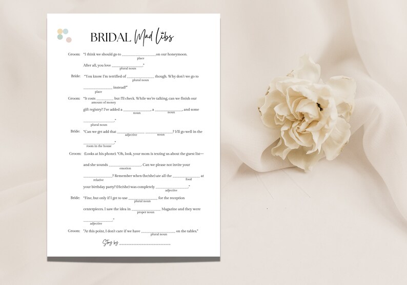 Mad Libs Bridal Shower Game Bride Mad Libs Bridal Shower - Etsy