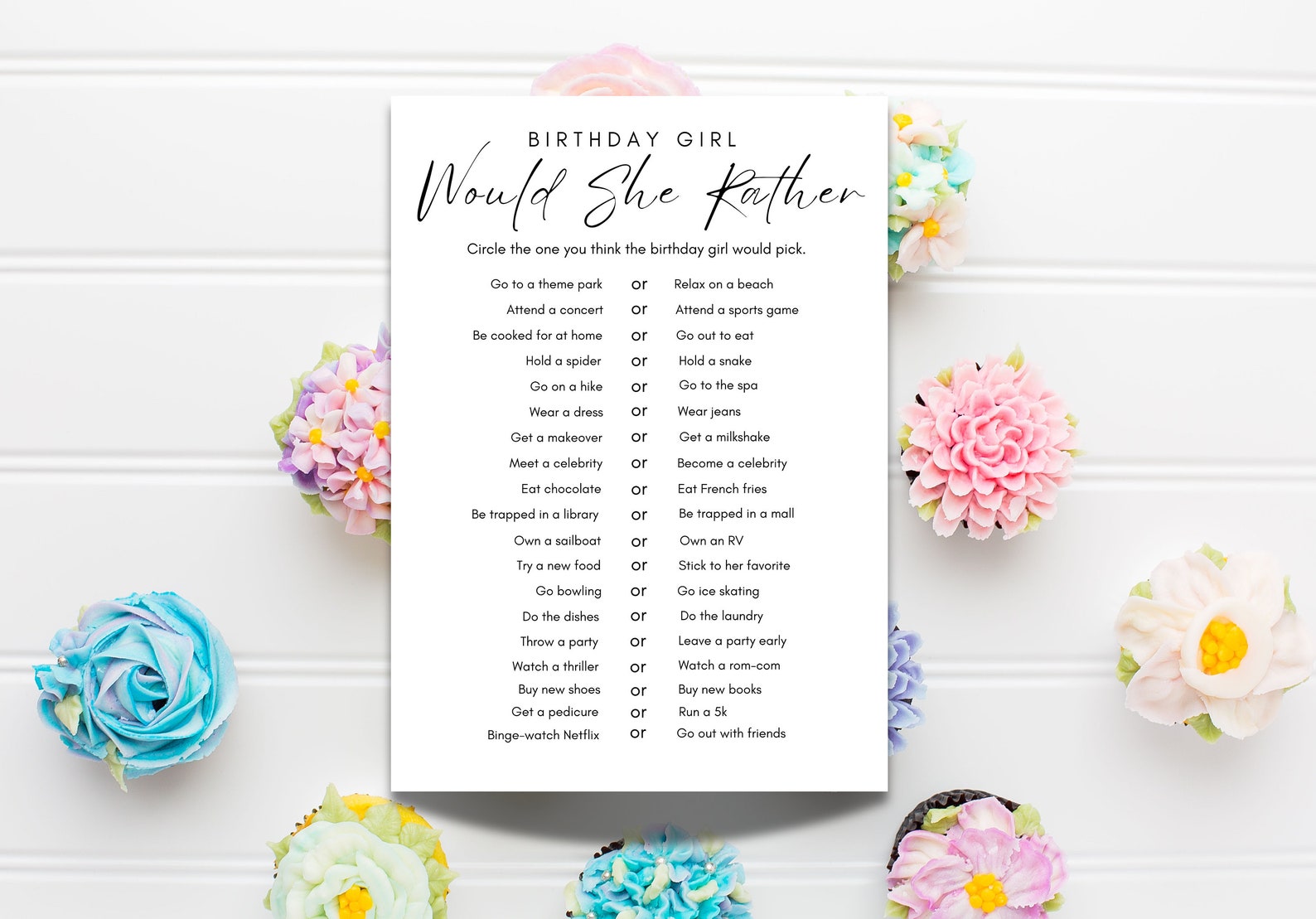 Would She Rather Birthday Party Game | Birthday Girl Games | Birthday ...