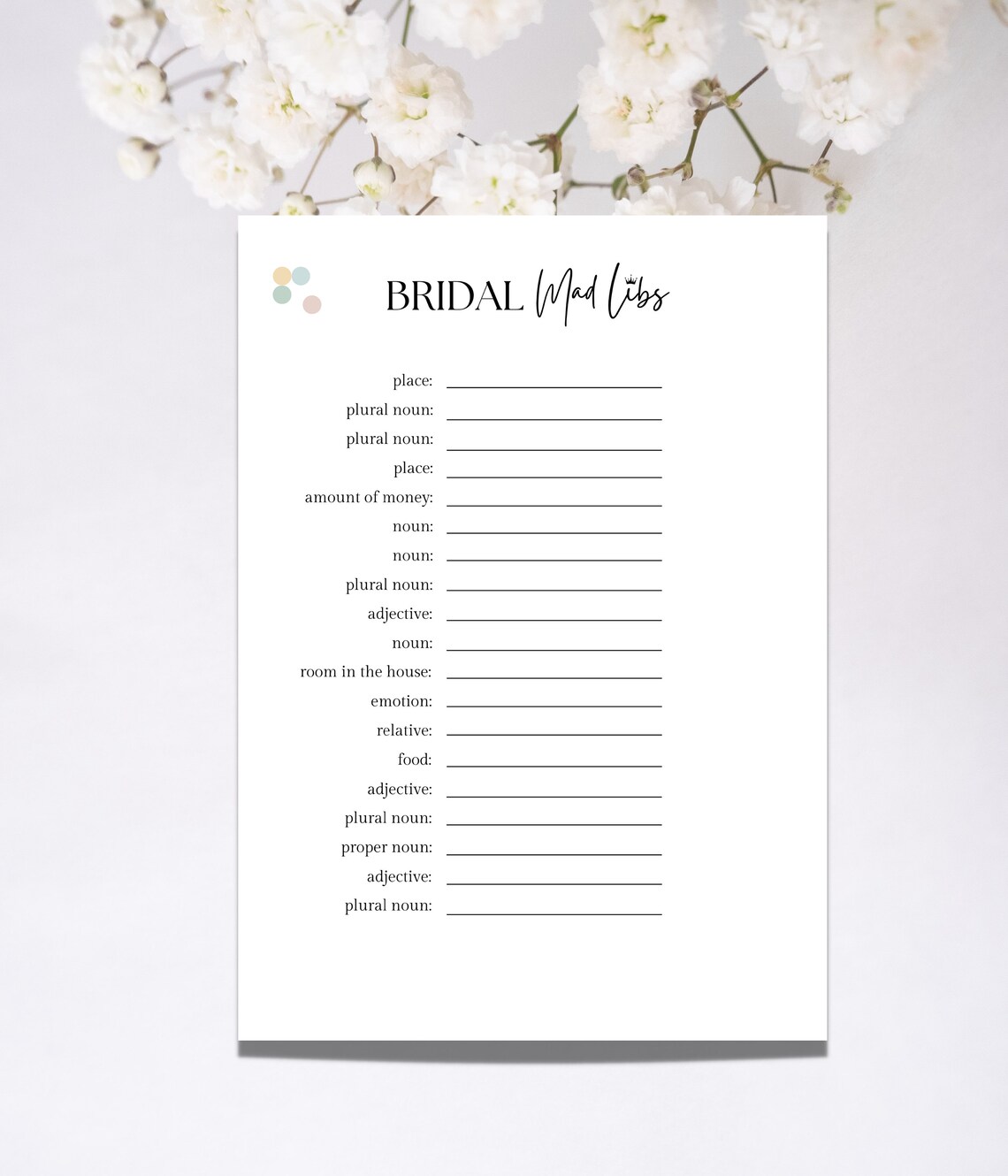Mad Libs Bridal Shower Game | Bride Mad Libs | Bridal Shower Ideas ...