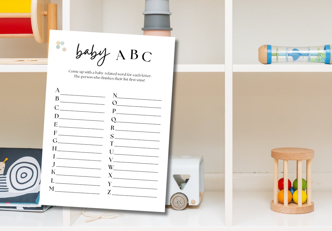 Baby ABC Game Baby Shower Game Baby Shower Games Gender Reveal Party ...