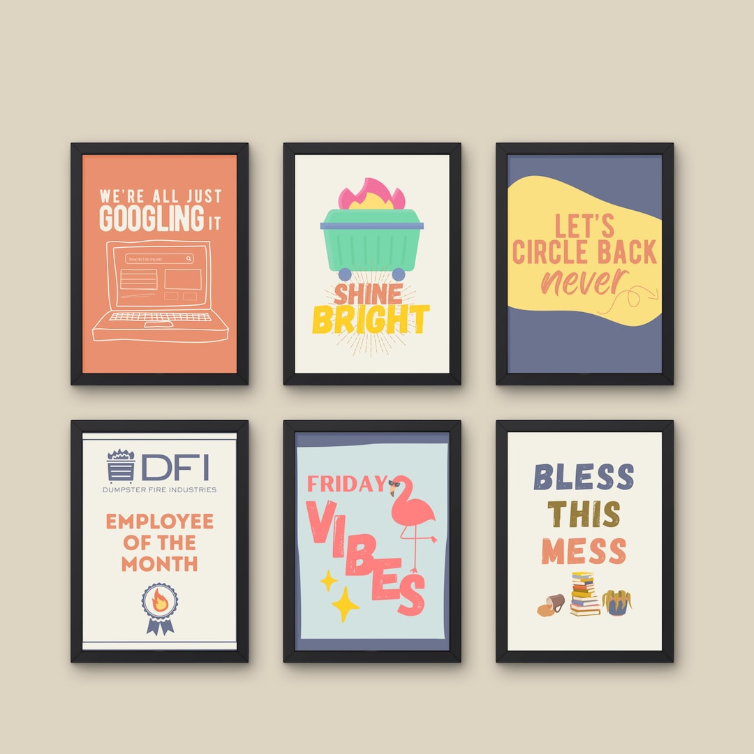 Funny Office Wall Art Set: Printable Cubicle Decor (digital Download - Etsy