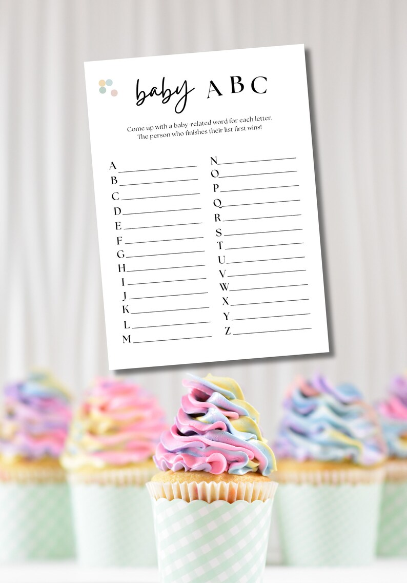 Baby ABC Game Baby Shower Game Baby Shower Games Gender Reveal Party ...
