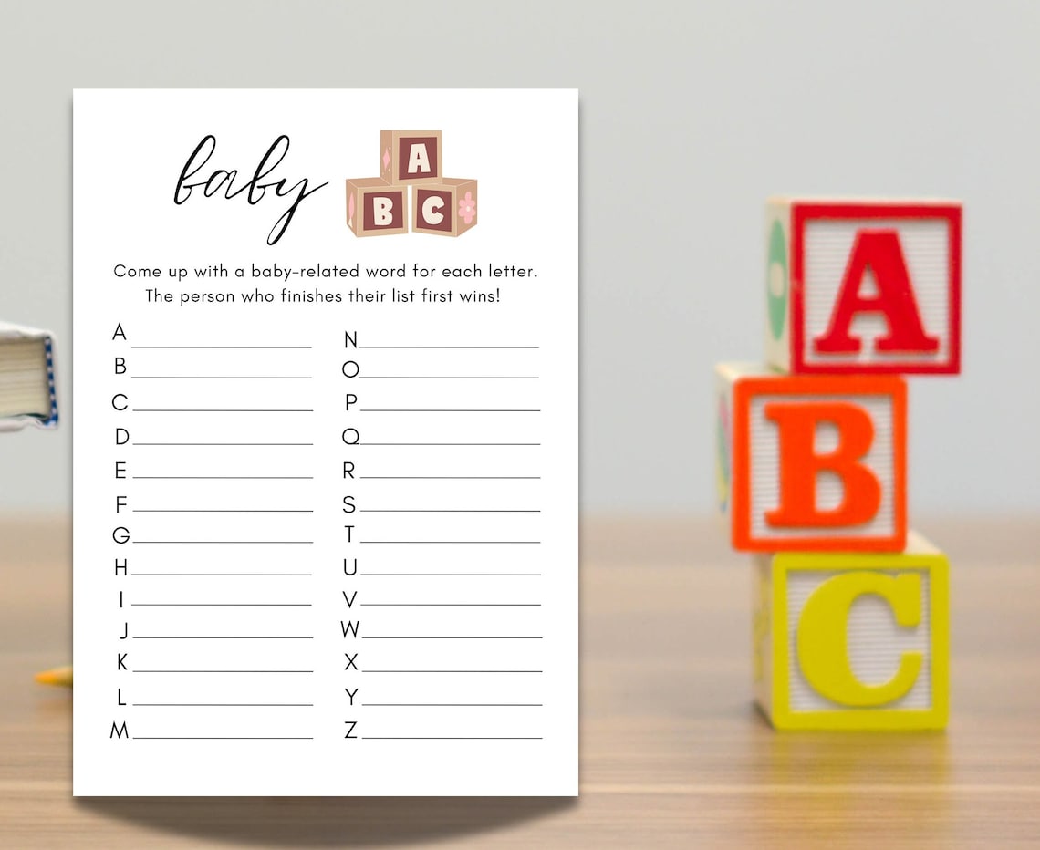 Baby ABC Game Baby Shower Game | Baby Shower Games | Gender Reveal ...