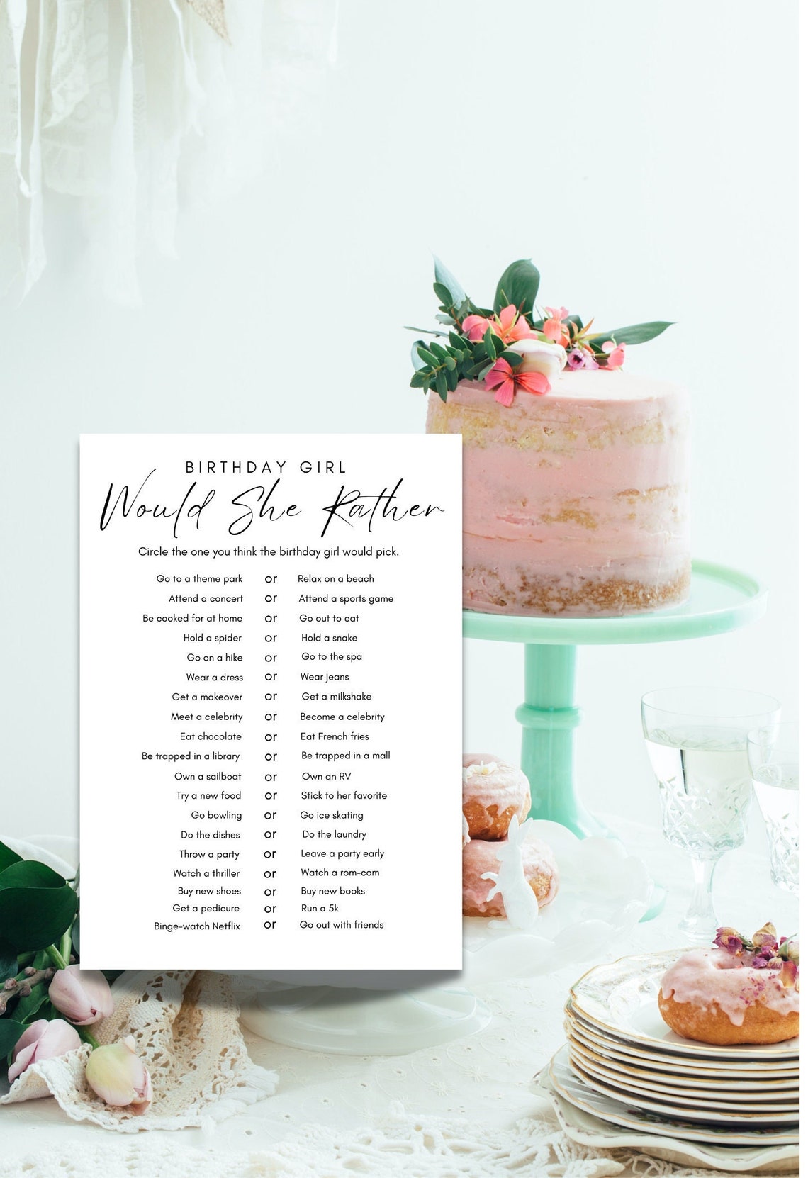 Would She Rather Birthday Party Game | Birthday Girl Games | Birthday ...