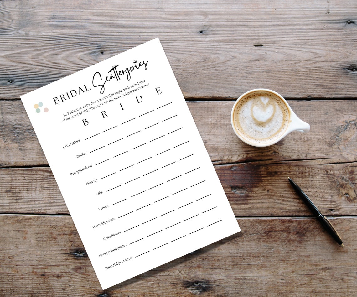 Scattergories Bridal Shower Game Wedding Scattergories Bridal Shower ...