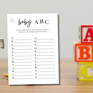 Baby ABC Game Baby Shower Game Baby Shower Games Gender Reveal Party ...
