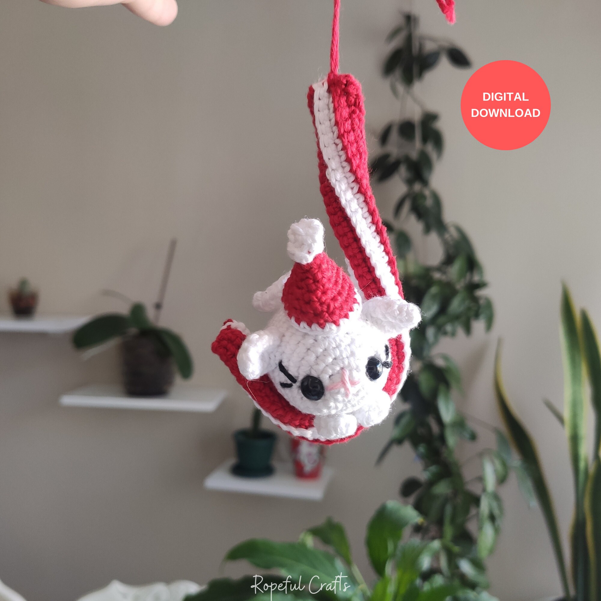 Christmas Car Hanging Crochet Pattern, Crochet Candy Cane Mini Animal ...