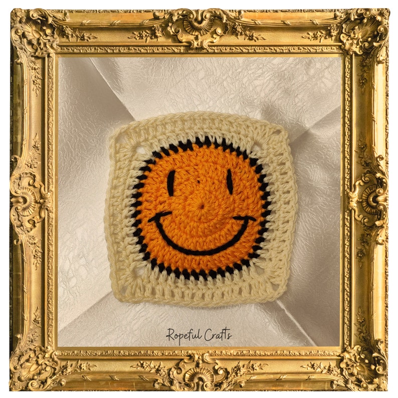 Smiley Face Crochet Granny Square Pattern: Baby Blanket (digital ...