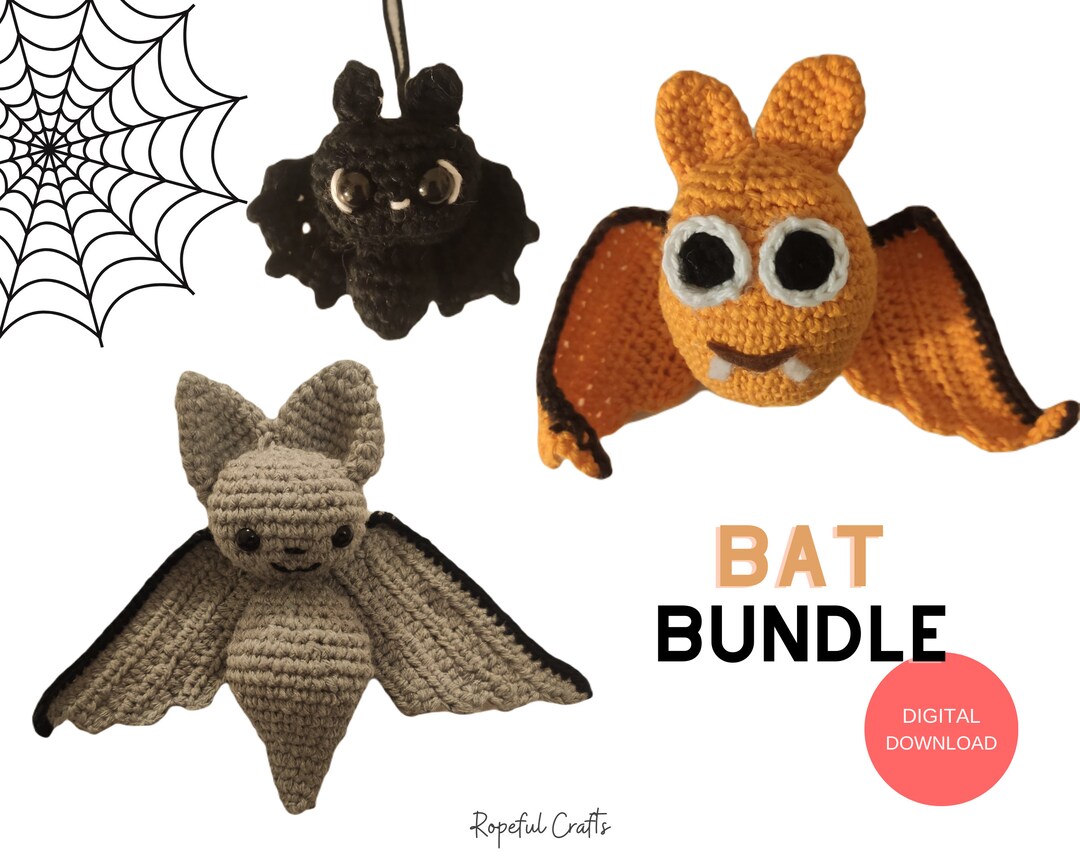 BAT Crochet Pattern, 3 Different Bat Pattern, Bat Crochet Bundle ...
