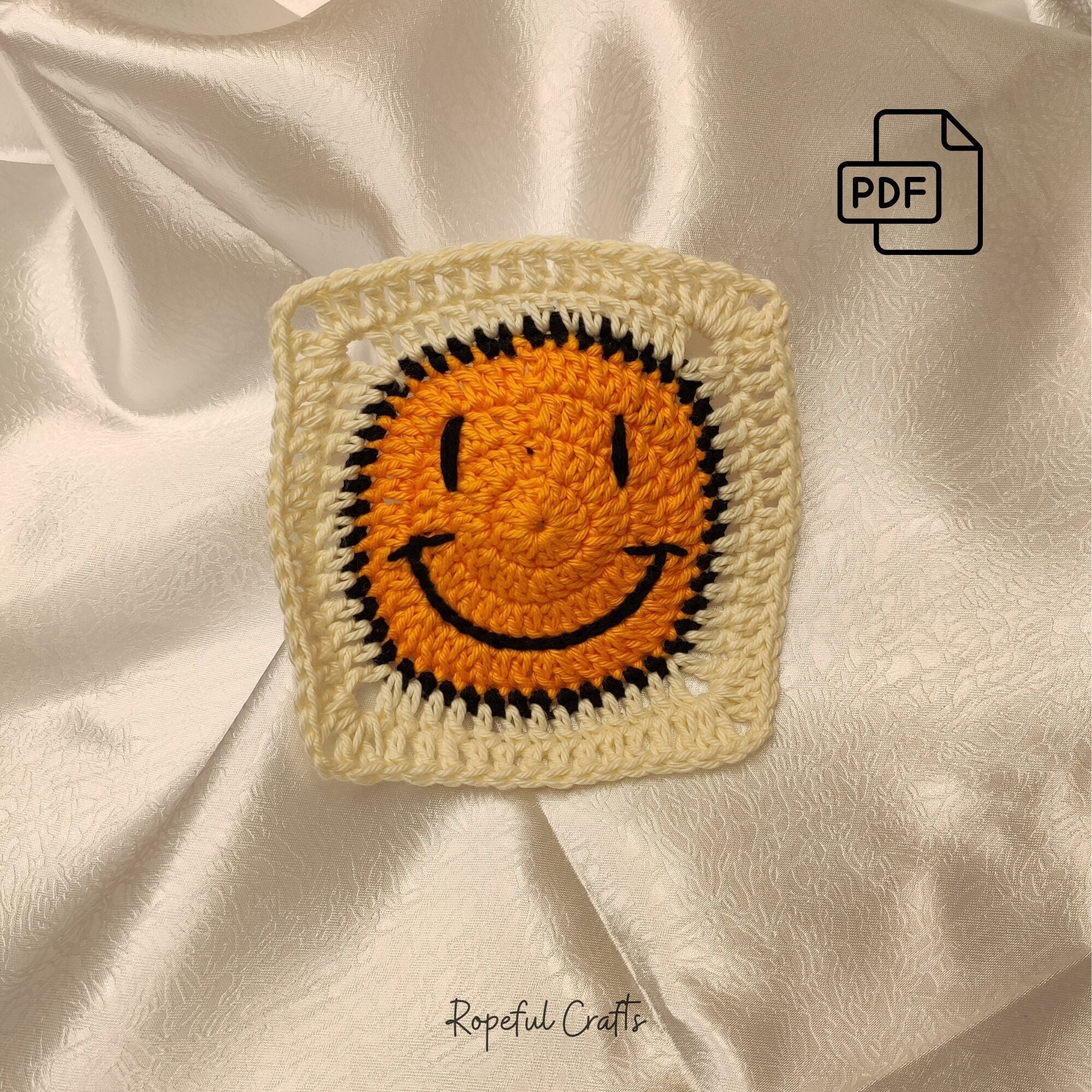 Smiley Face Crochet Granny Square Pattern: Baby Blanket (digital ...