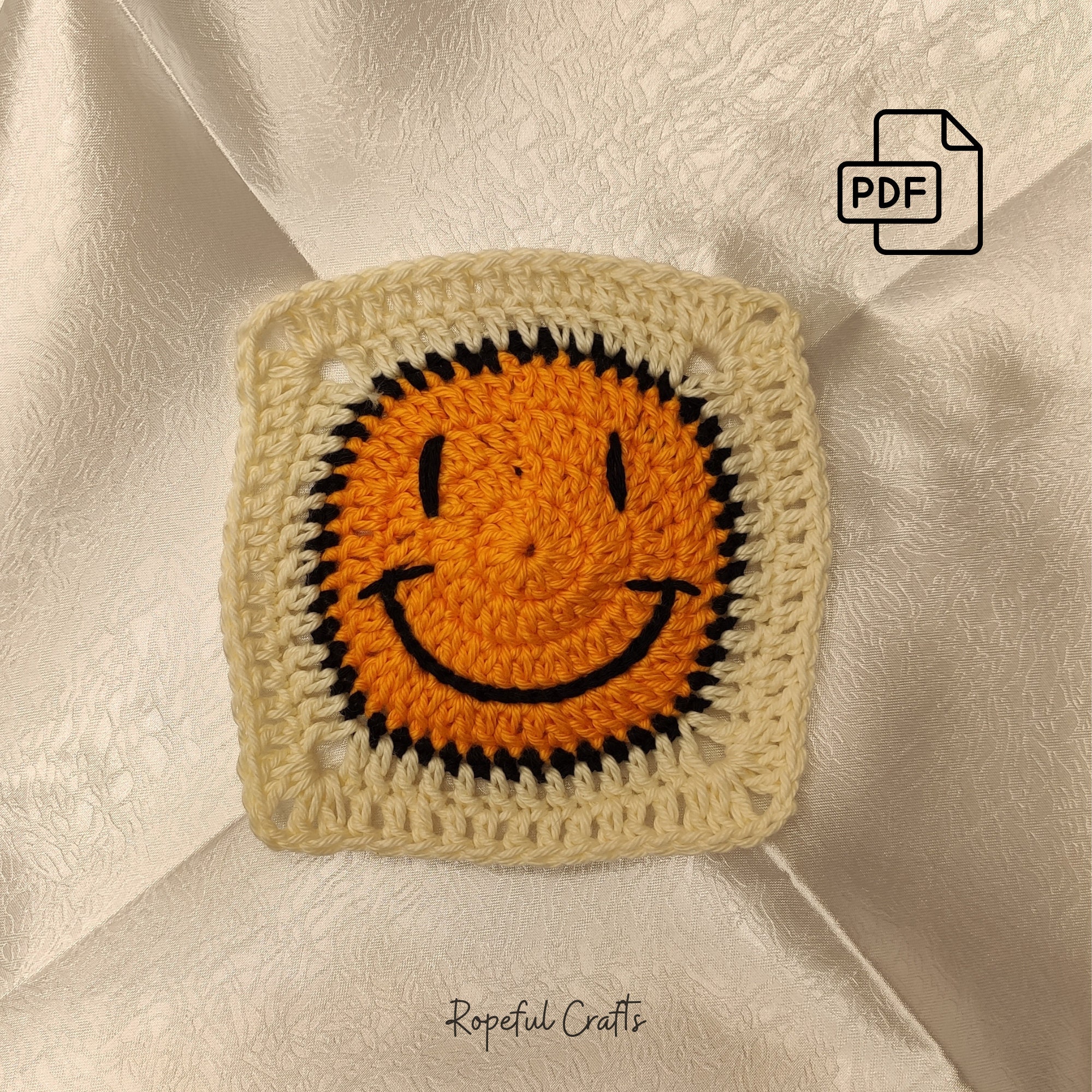 Smiley Face Crochet Granny Square Pattern: Baby Blanket (digital ...