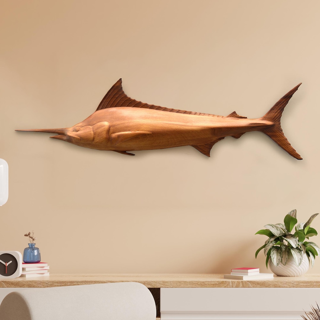 Large Wooden Marlin Carving: Nautical Wall Art - Etsy
