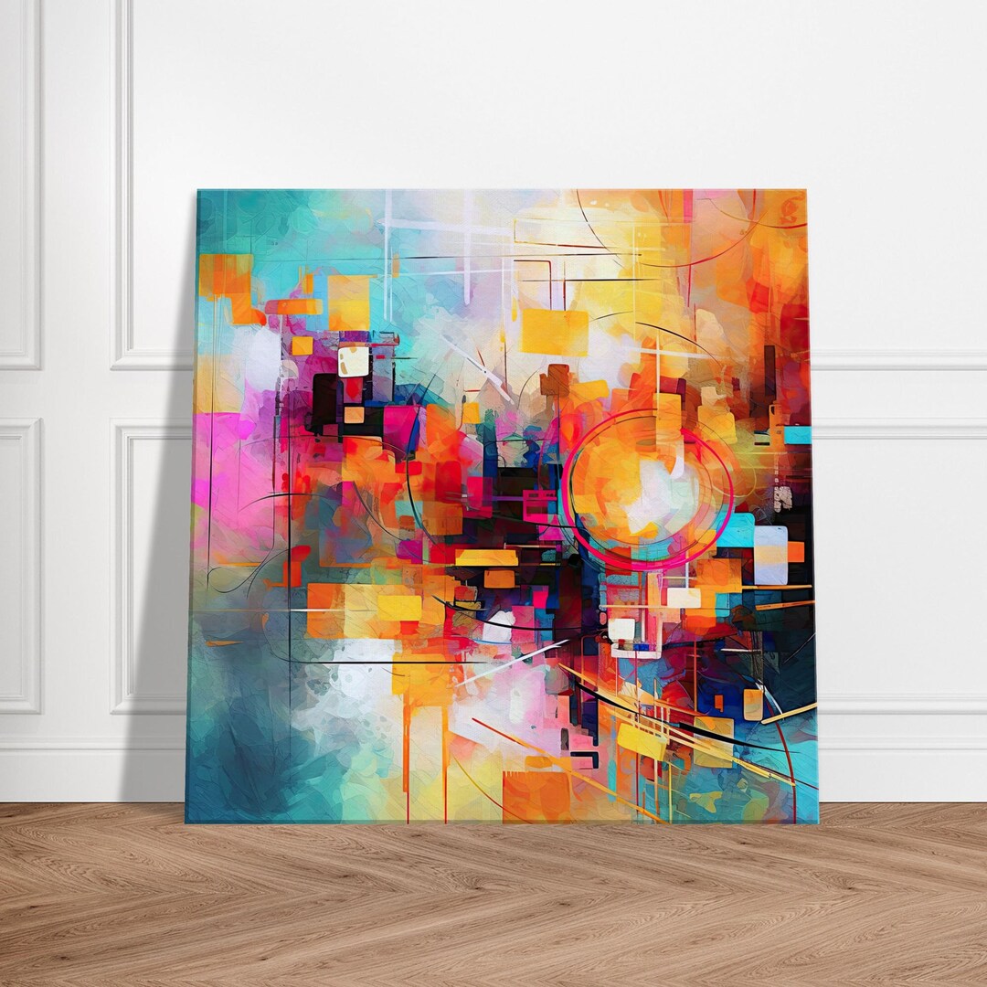 Colorful Abstract Painting | Modern Geometric Wall Art | Contemporary ...