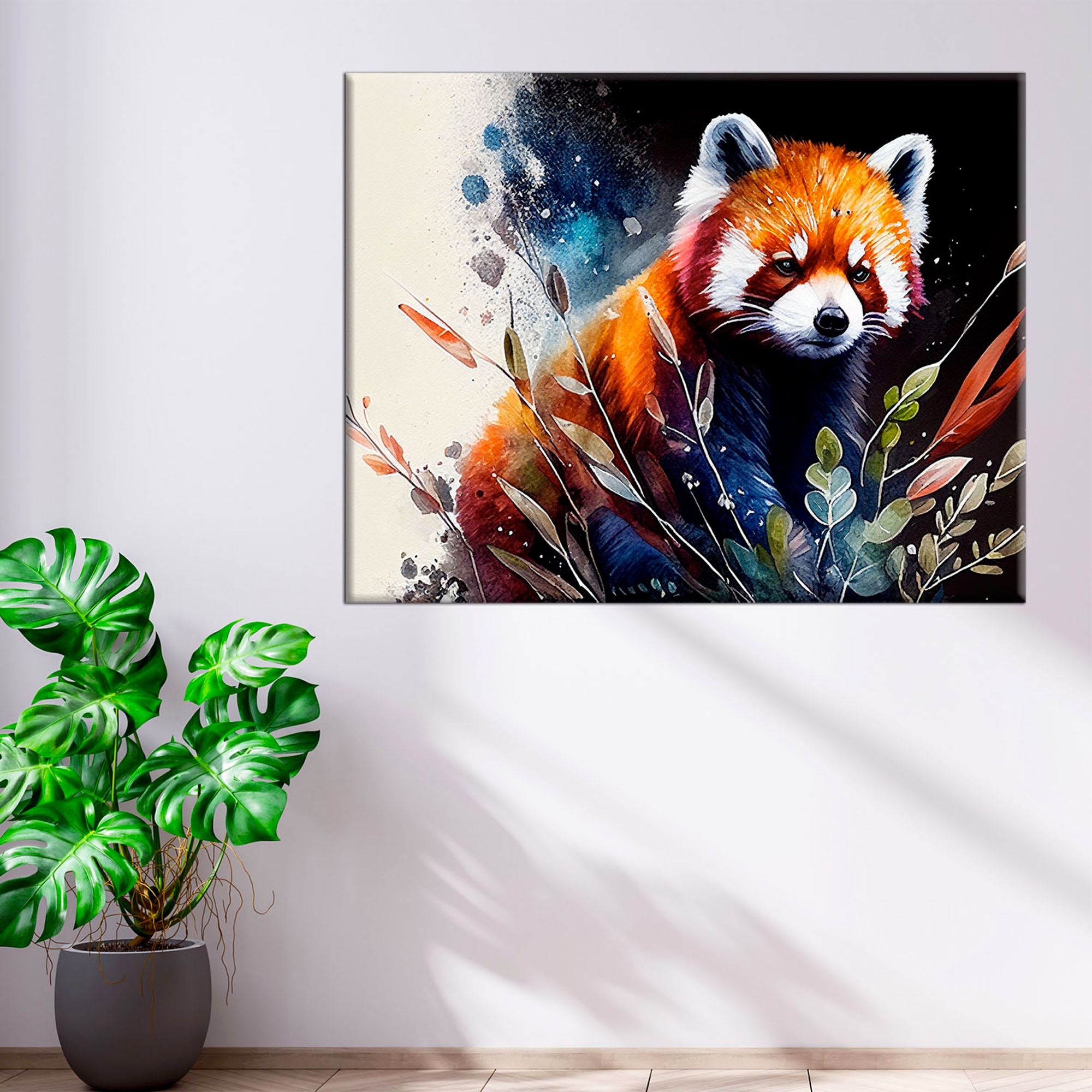 Red Panda Watercolor Canvas Cute Animal Painting, Red Panda Animal Wall ...