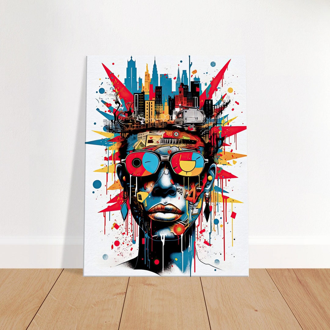 Urban Cityscape Pop Art Canvas | Basquiat-inspired Street Art Decor ...
