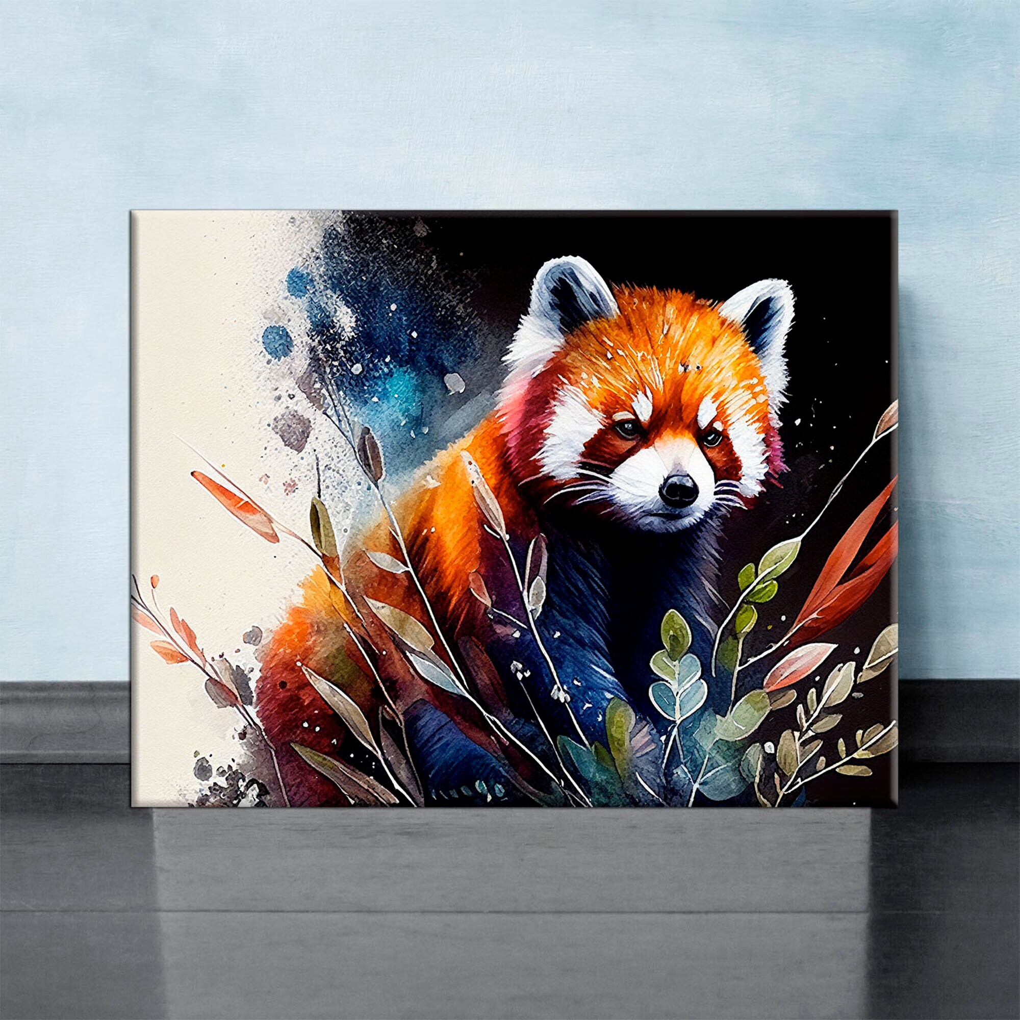 Red Panda Watercolor Canvas Cute Animal Painting Red Panda - Etsy