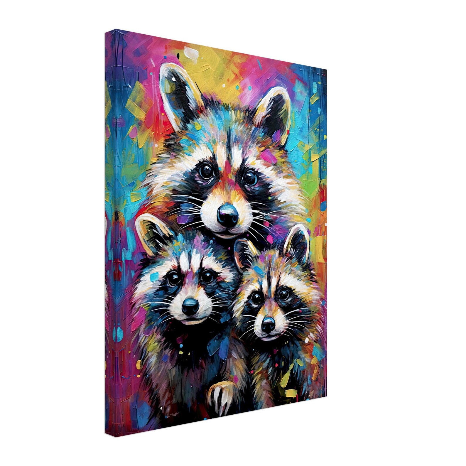 Raccoon Family Watercolor Canvas Wall Art Cute Animal Wall Decor for ...