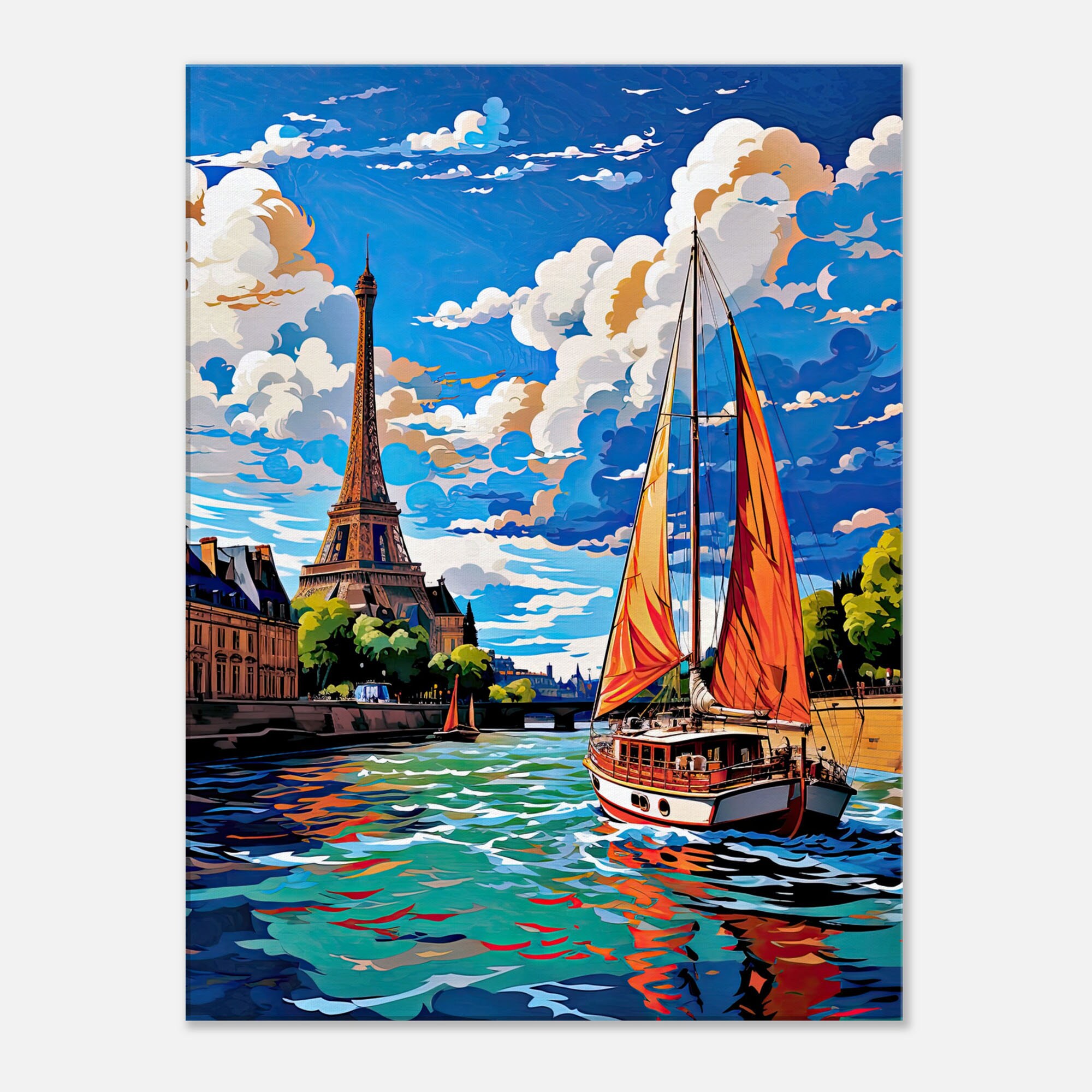 Sailboat on the Seine in Paris - Surrealist Decorative Canvas Wall ...