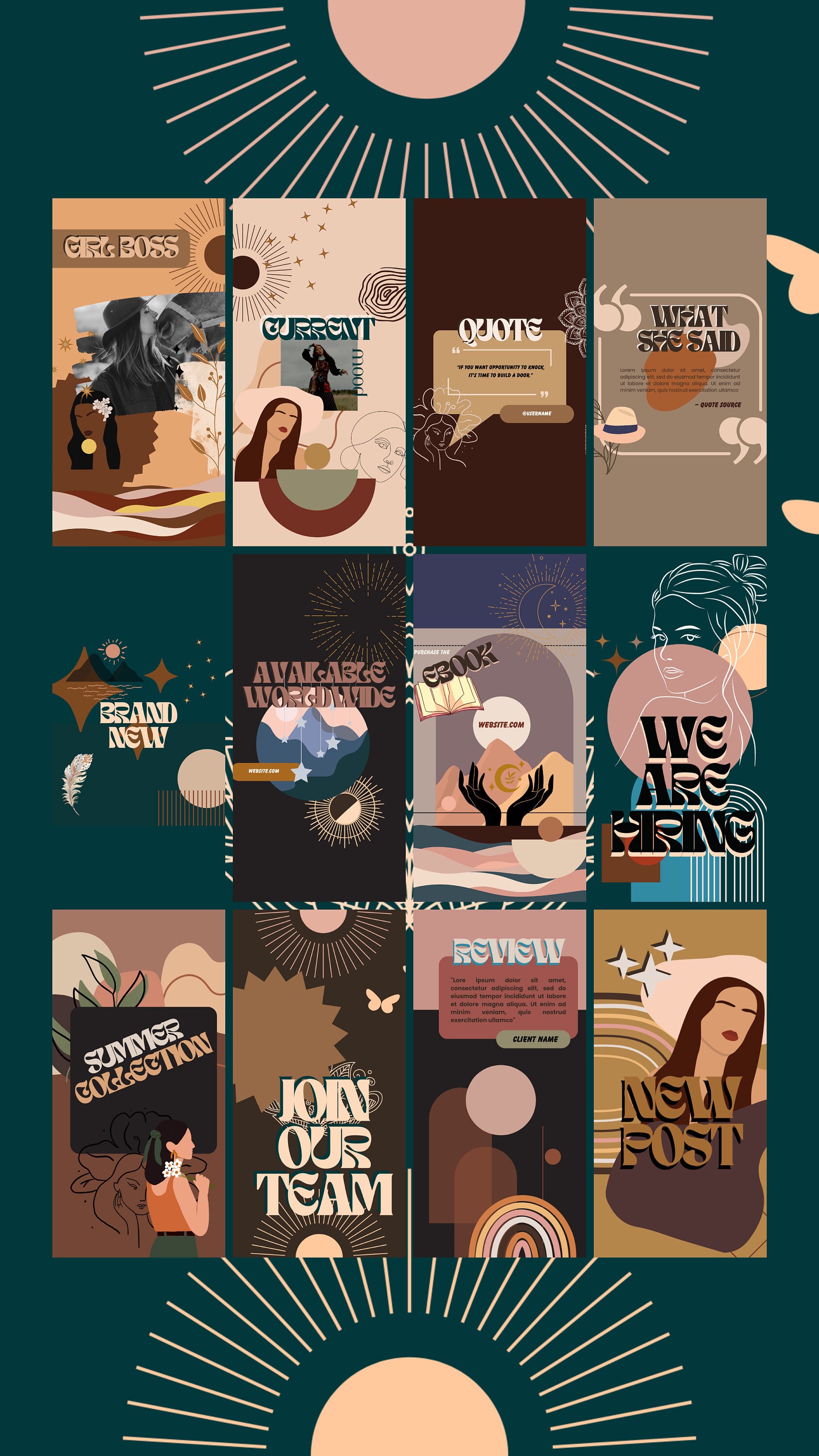 100 Boho Instagram Template Canva, Boho Instagram Stories Template ...