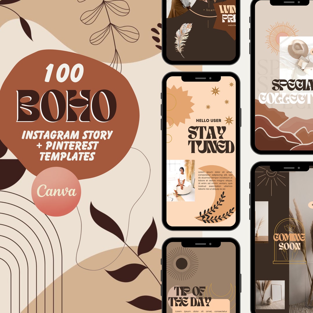 100 Boho Instagram Template Canva, Boho Instagram Stories Template ...