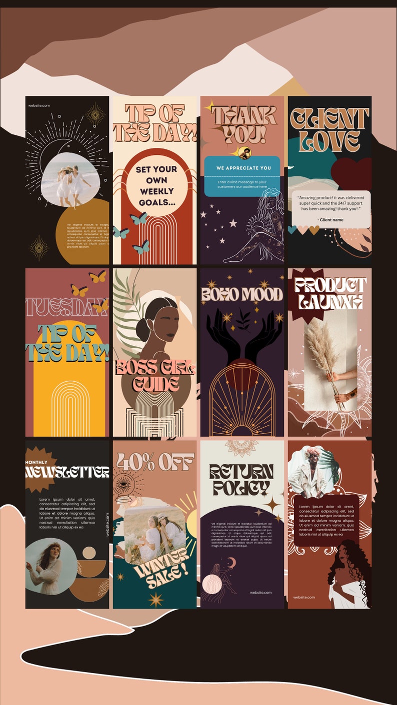 100 Boho Instagram Template Canva, Boho Instagram Stories Template ...