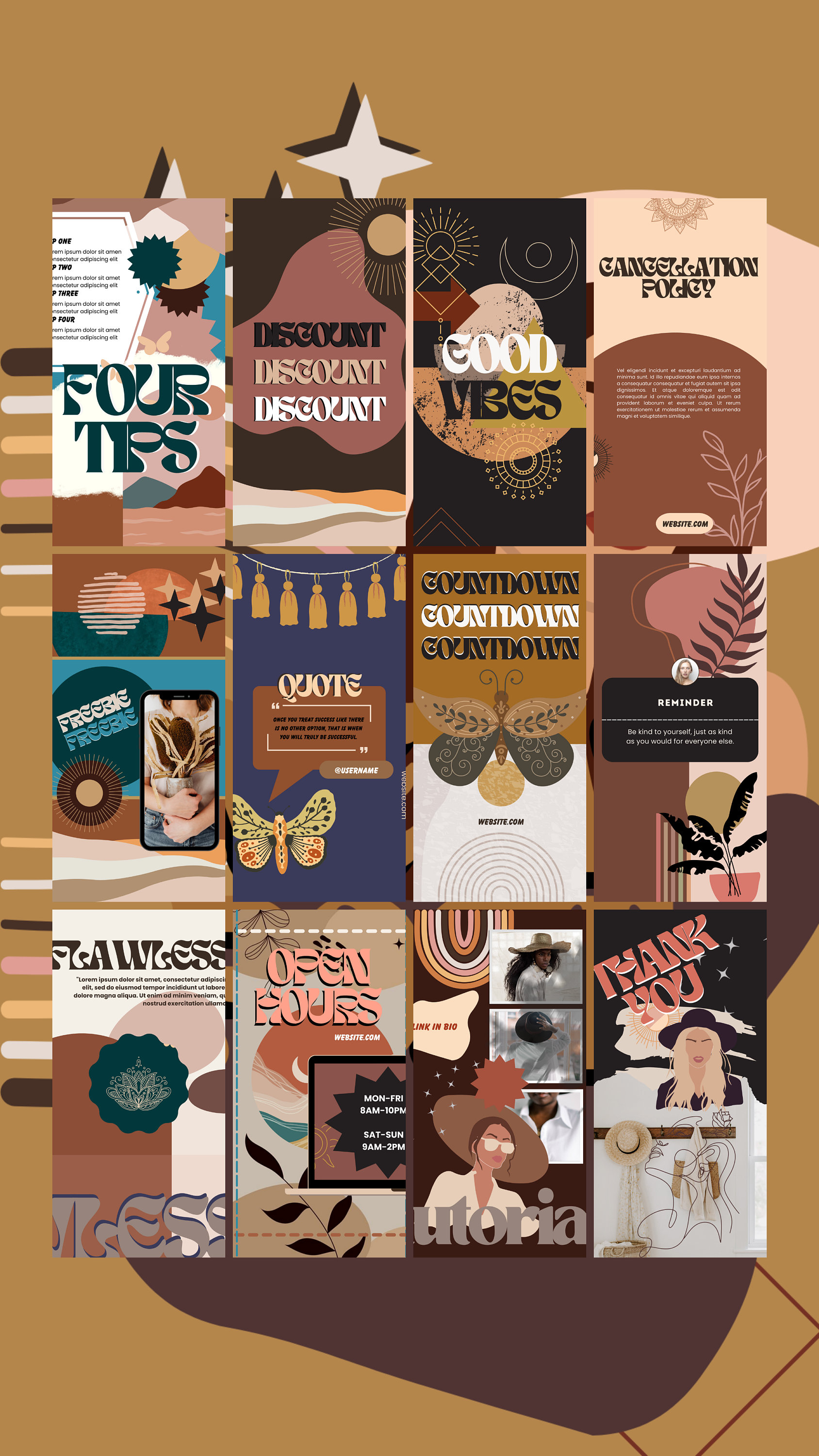 100 Boho Instagram Template Canva, Boho Instagram Stories Template ...