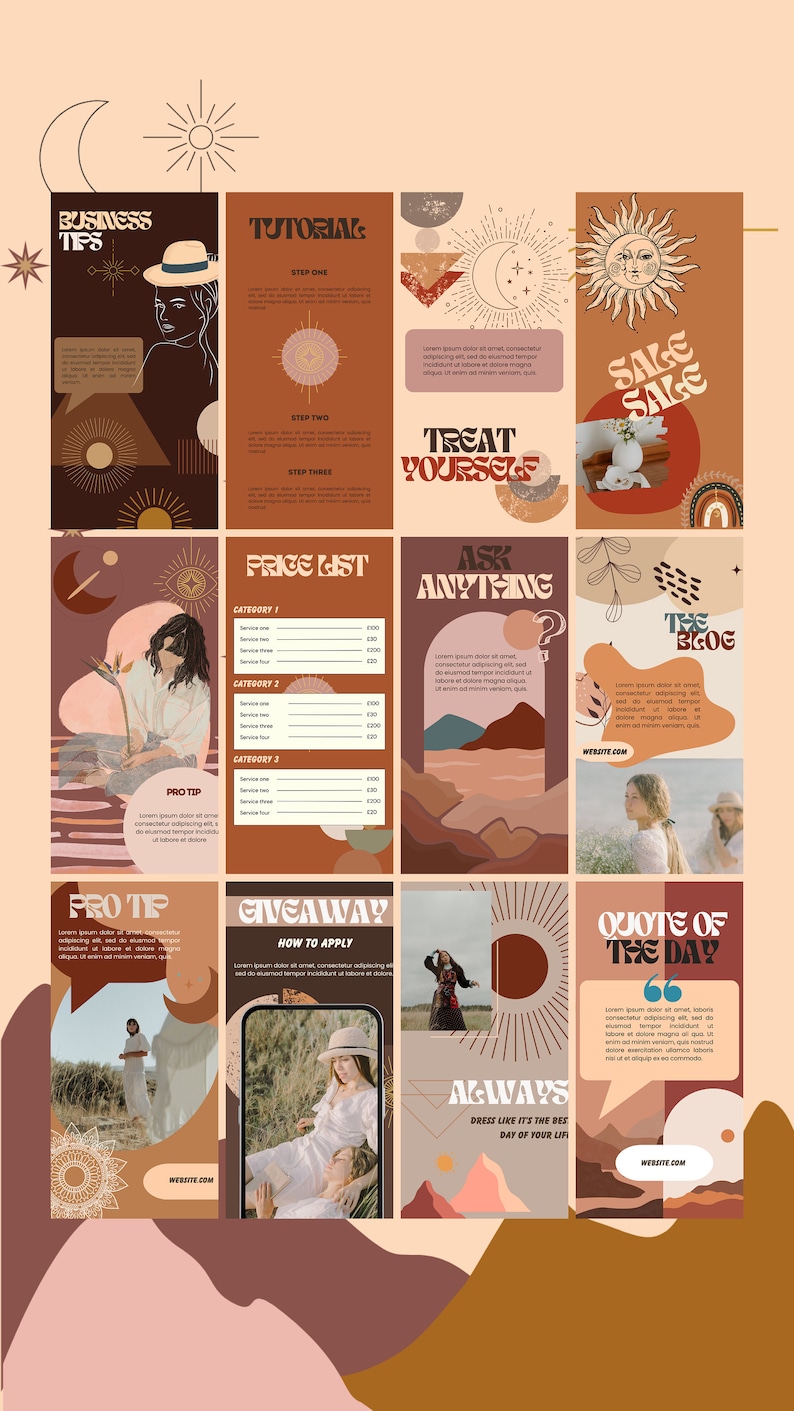 100 Boho Instagram Template Canva, Boho Instagram Stories Template ...