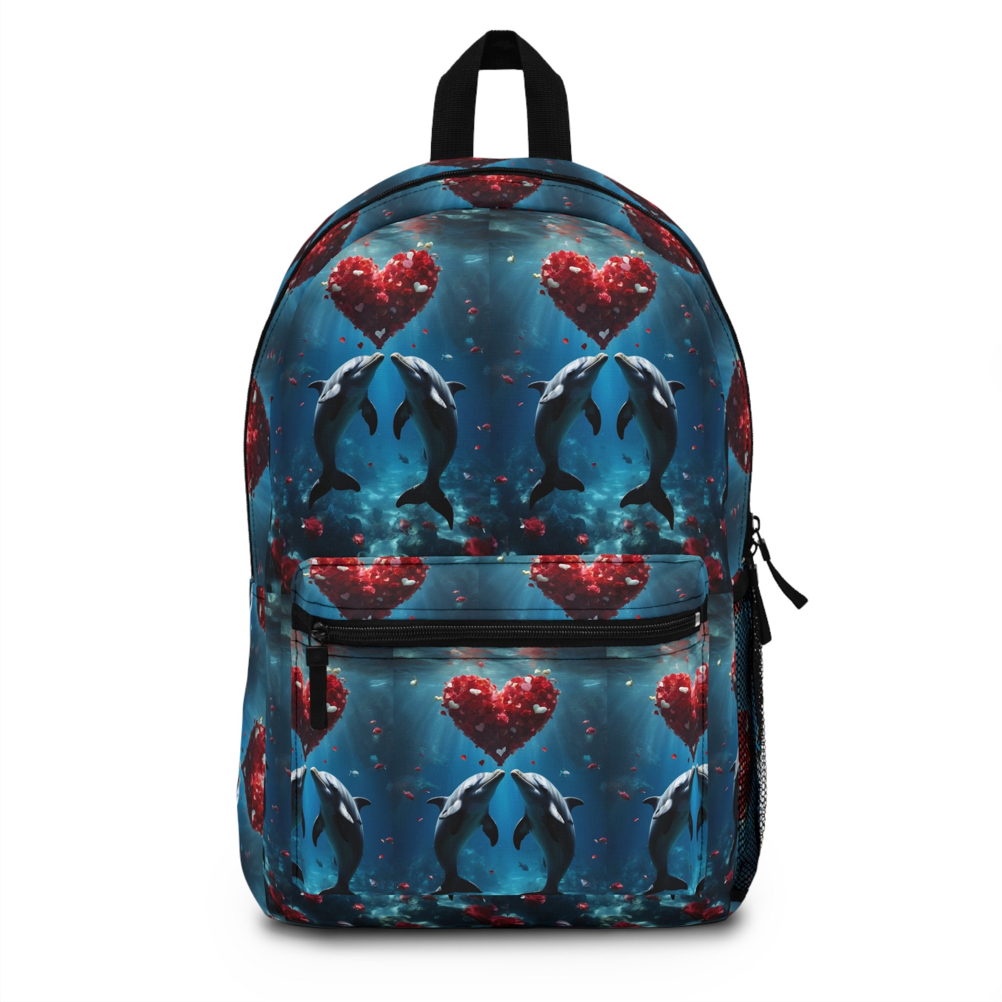 Dolphin Love Ocean Backpack Dive Into Romance Heart Backpack Marine ...
