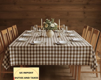 checkered tablecloth brown