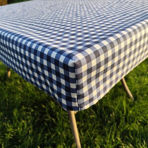 Gingham Fitted Table Cloth Rectangle Or Square Coated Cotton Outdoor