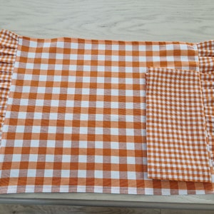 Rustic Gingham Ruffle Placemat, Runner and Cloth Napkin 14 Colors ...
