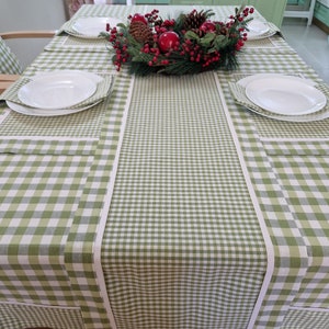 Green Gingham Tablecloth Runner Placemat and Napkin - Make Your Own Set ...