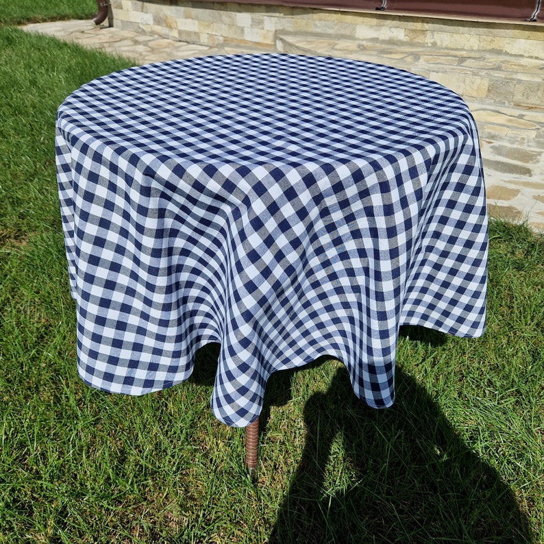 Blue Gingham Round Tablecloth, Custom Extra Large or Small Oval ...