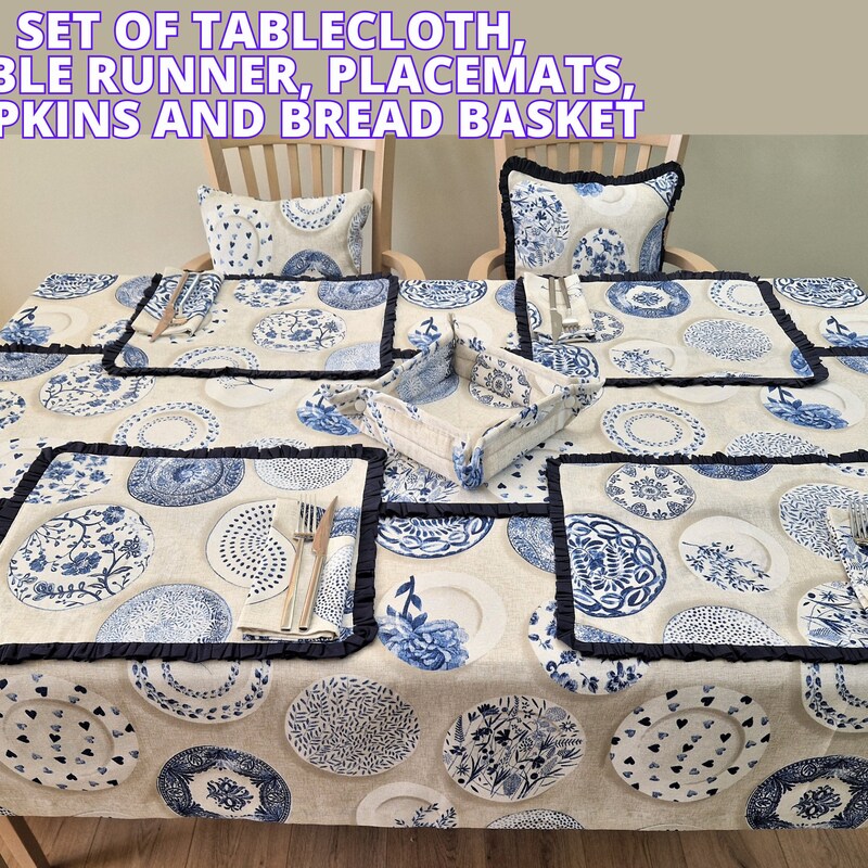 Blue Table Cloth - Etsy