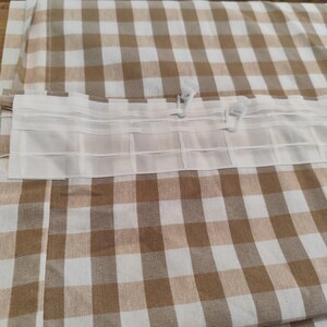 Light Brown Gingham Ruffle Curtains and Valances, Custom Buffalo Checker Ruffled Curtain Panels ...