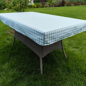 Gingham Fitted Table Cloth Rectangle Or Square Coated Cotton Outdoor