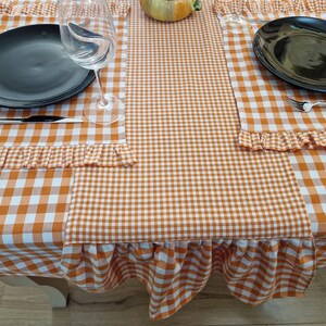 Rustic Gingham Ruffle Placemat, Runner and Cloth Napkin 14 Colors ...