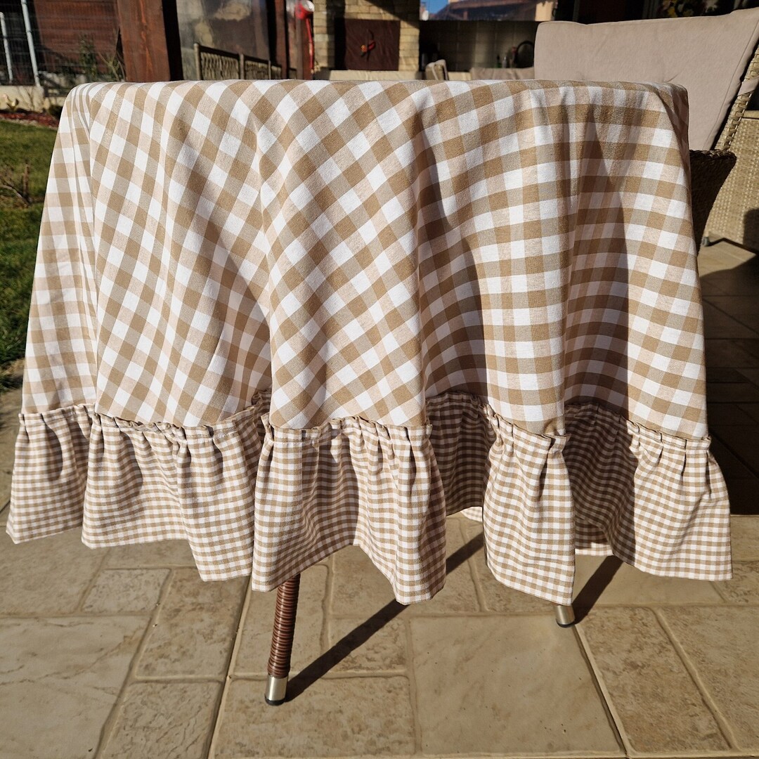 Ruffle Gingham Tablecloth: Rustic Farmhouse Checkered Table Cover - Etsy