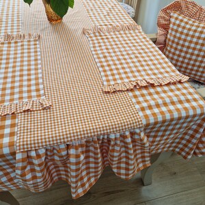 Light Brown Ruffle Gingham Plaid Throw Pillow Cover, Ruffle Euro Sham ...