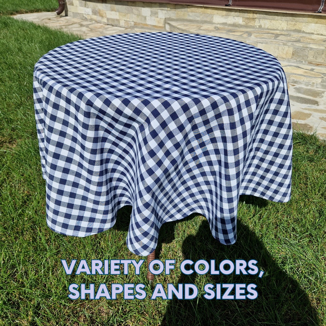 Blue Gingham Round Tablecloth, Custom Extra Large or Small Oval ...