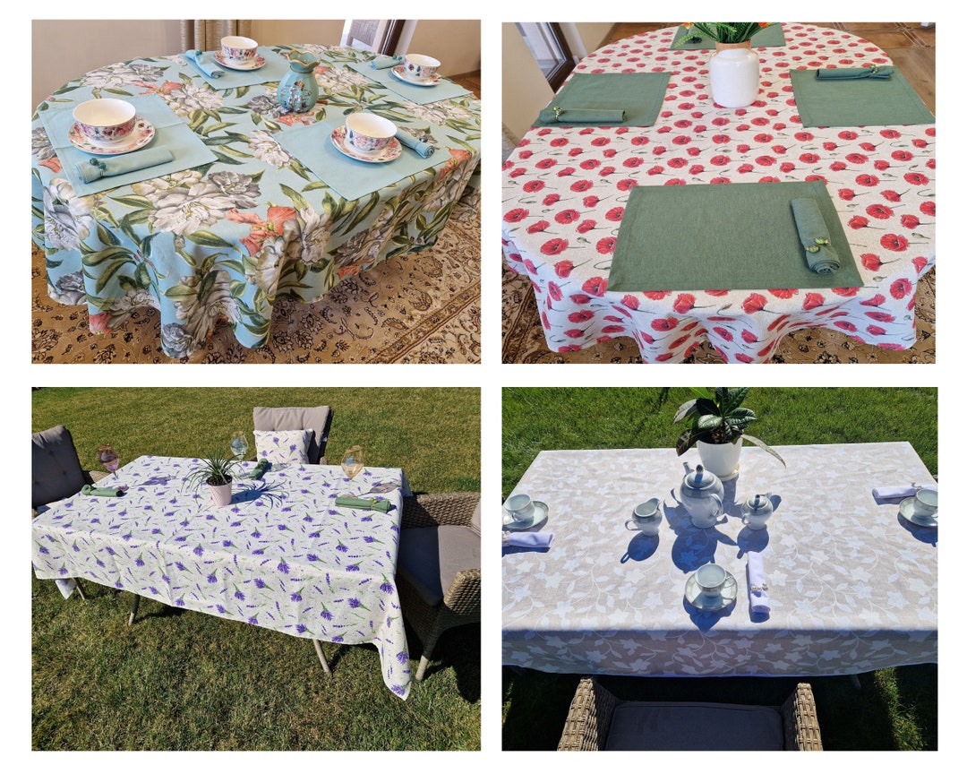 Floral Tablecloths Many Designs Shape & Size, Custom Small or Extra ...