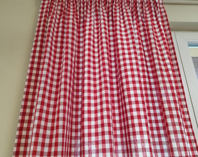 Ecru and Cream Buffalo Check Balloon Curtain With No Ruffles and Other ...