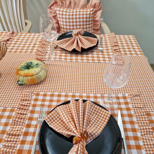 Rustic Gingham Ruffle Placemat, Runner and Cloth Napkin 14 Colors ...