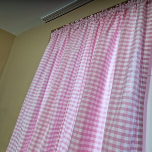 Pink Gingham Curtains + 14 Colors, Custom Short or Long Buffalo Check ...