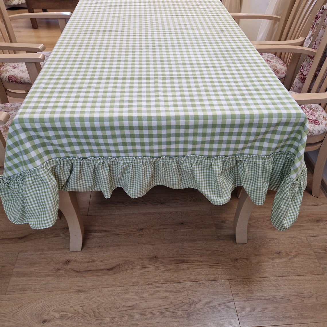 Ruffle Gingham Tablecloth: Rustic Farmhouse Checkered Table Cover - Etsy