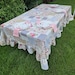 Pink Floral Ruffle Tablecloth, Custom Large Square Rectangle Oval Round ...