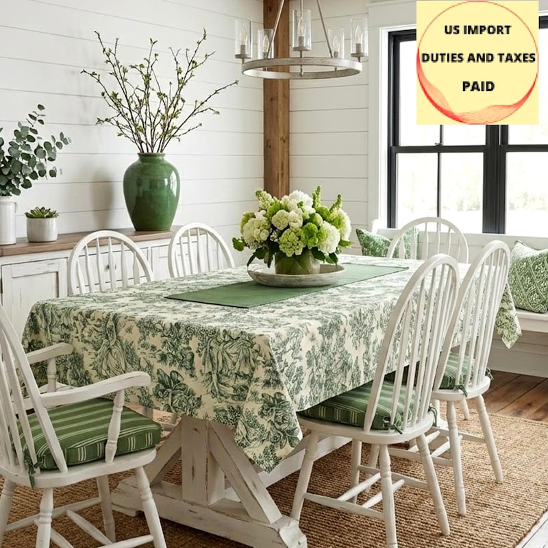 Green Toile Table Linens - Etsy UK