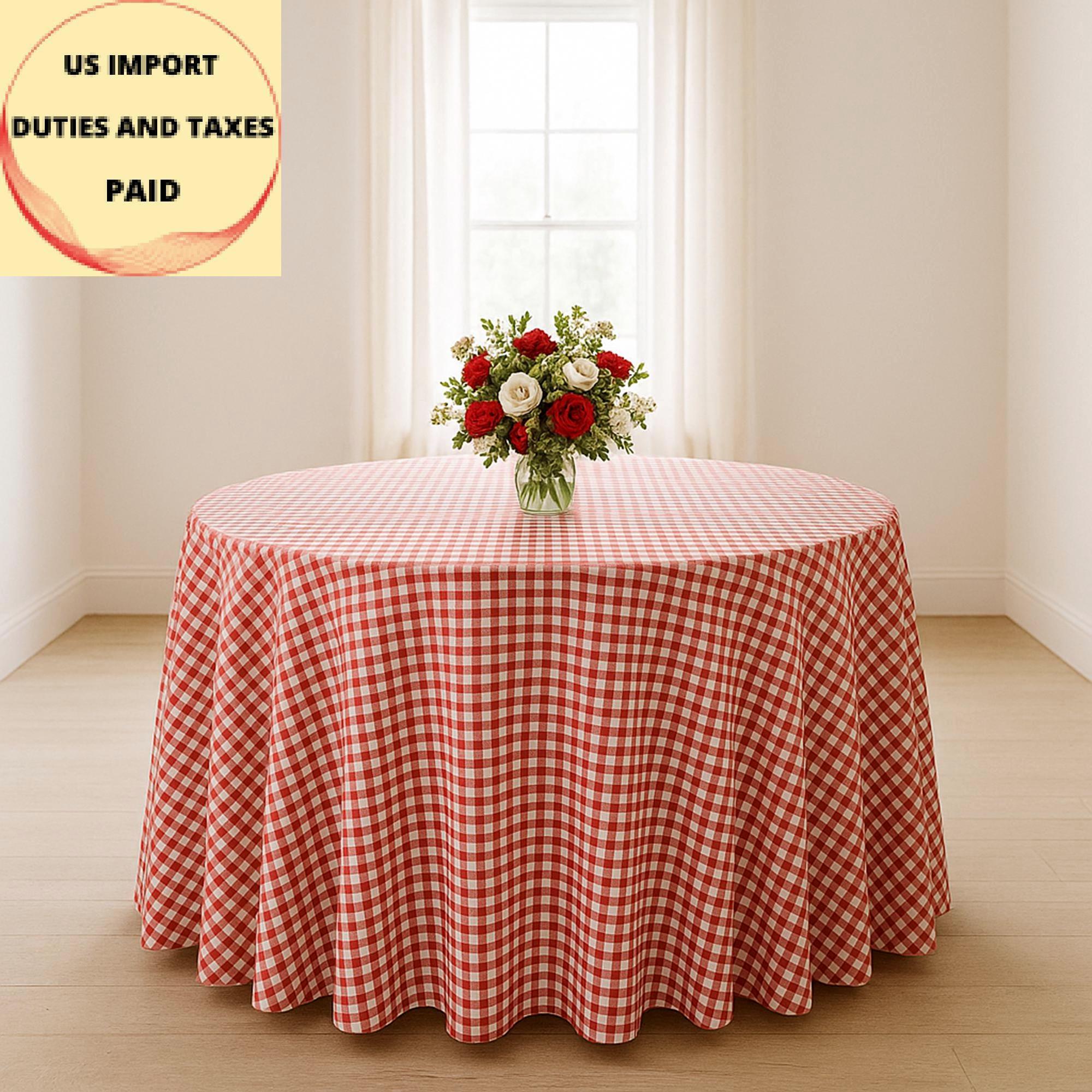 Gingham Cotton Tablecloth: Red Checkered Farmhouse Table Cloth - Custom ...