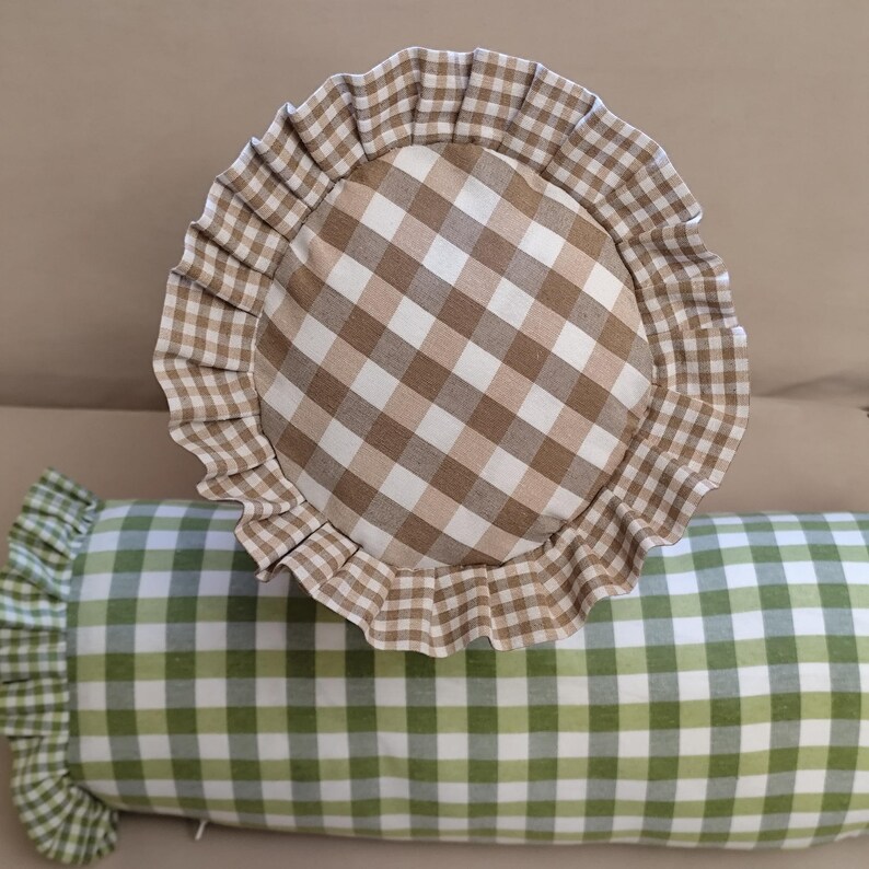 Ruffle Gingham Bolster Pillow Cover: Custom Cylinder Pillow Case - Etsy