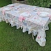 Pink Floral Ruffle Tablecloth, Custom Large Square Rectangle Oval Round ...